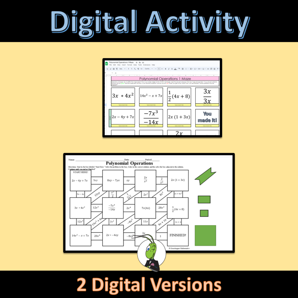 Polynomial Operations Maze Activity | Google and Printable | Digital ...