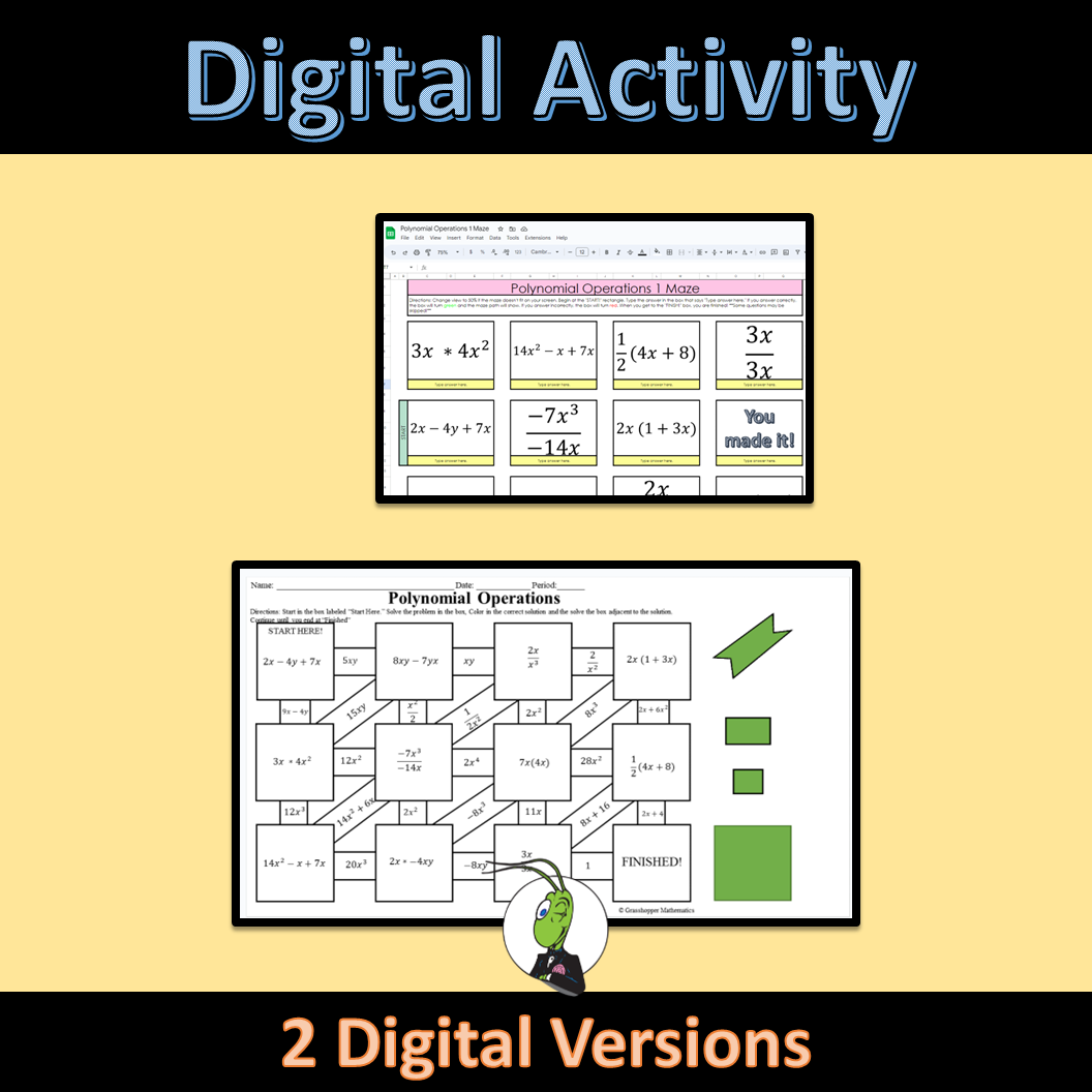 Polynomial Operations Maze Activity | Google and Printable | Digital ...
