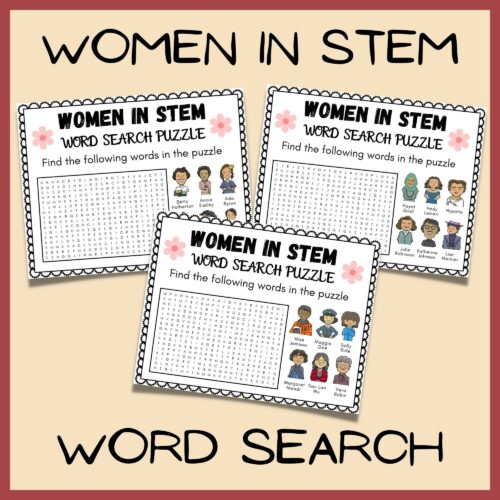 Women's History Month Word Search | Women In STEM Word Search Puzzle ...