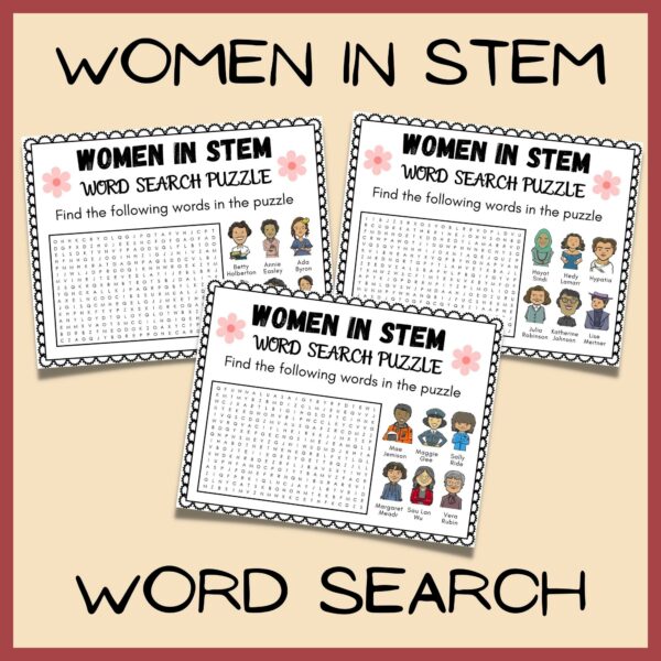 Women's History Month Word Search | Women In STEM Word Search Puzzle ...
