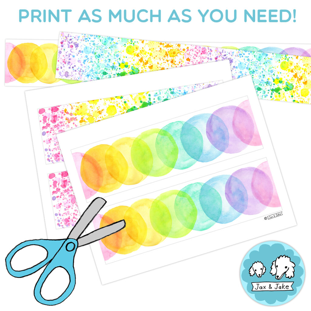 Pastel Rainbow Watercolor Bulletin Board Borders - Spring Classroom ...