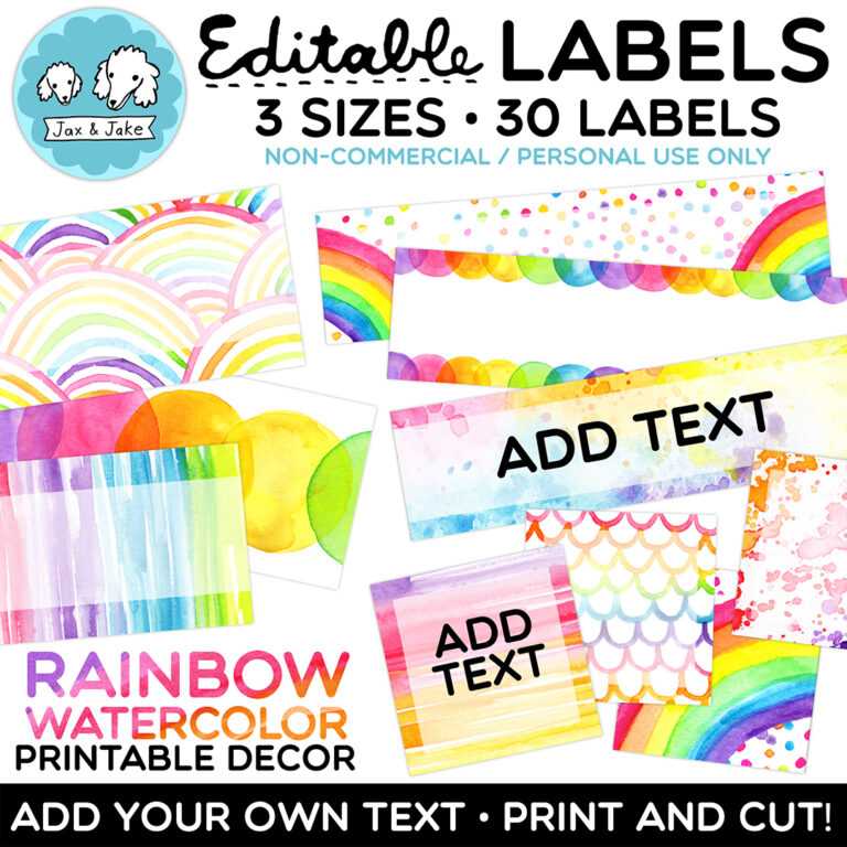 Editable Pastel Rainbow Watercolor Classroom Labels, Name Tags, Book ...