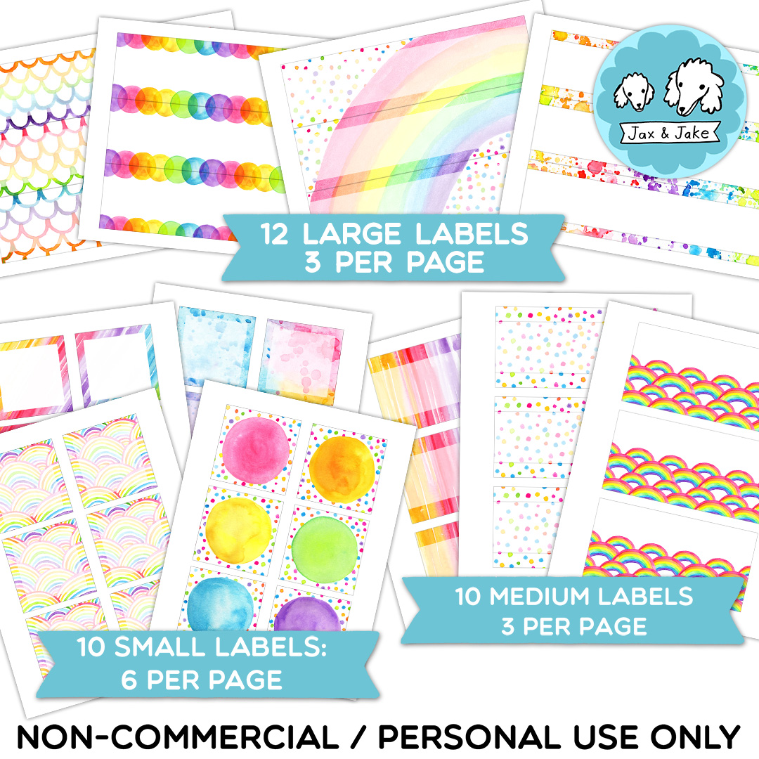 Watercolor Rainbow Editable Classroom Labels, Name Tags, Drawer, Book ...
