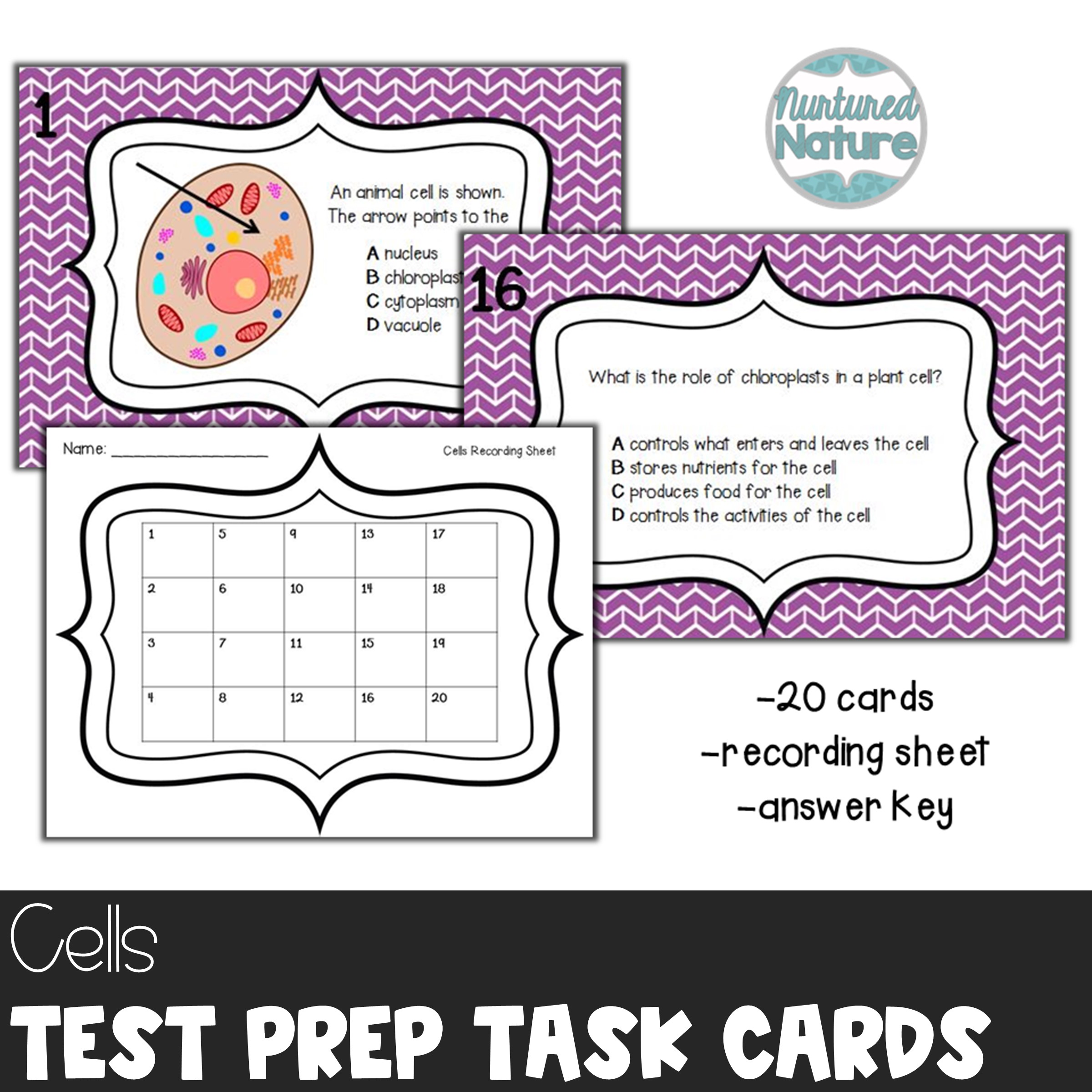 Cells and Organelles - Science Review Test Prep Task Cards - Digital ...