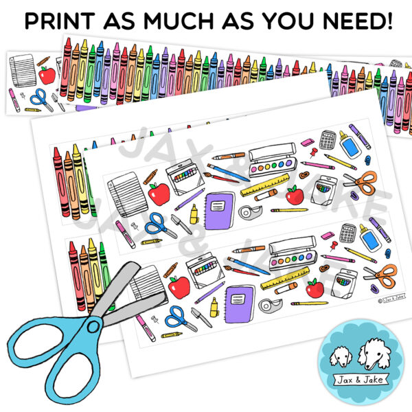 School Doodles Bulletin Board Borders - Rainbow Crayon Printable ...