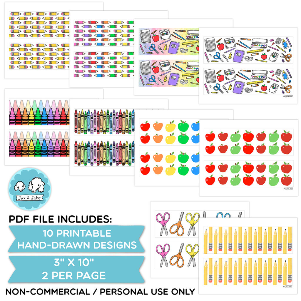 School Doodles Bulletin Board Borders - Rainbow Crayon Printable ...