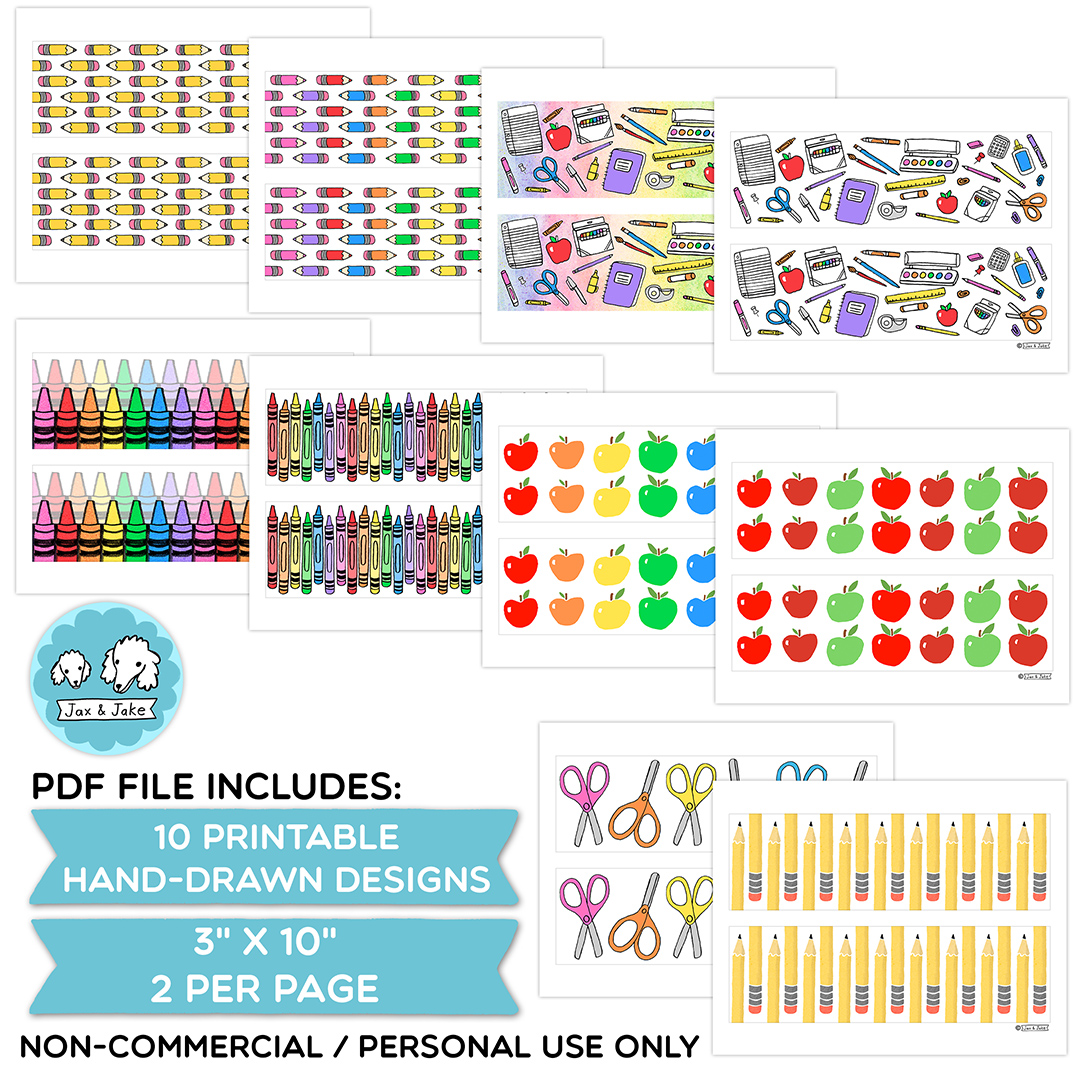 School Doodles Bulletin Board Borders - Rainbow Crayon Printable ...