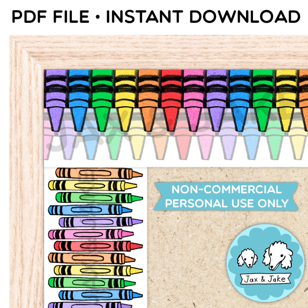 School Doodles Bulletin Board Borders - Rainbow Crayon Printable ...