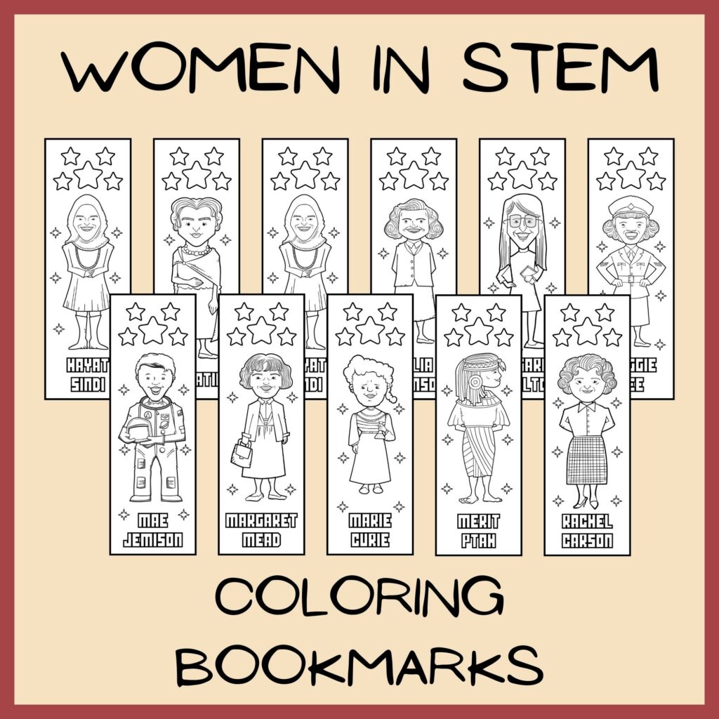 Women in STEM Coloring Bookmarks | Women's History Month Bookmarks To ...