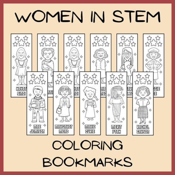 Women in STEM Coloring Bookmarks | Women's History Month Bookmarks To ...