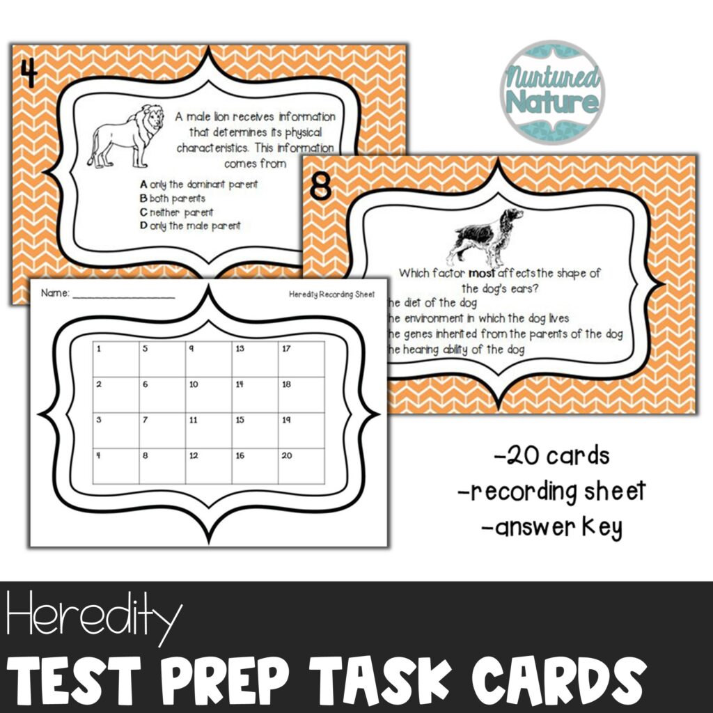 Heredity Genetic Traits - Science Review Test Prep Task Cards Digital ...