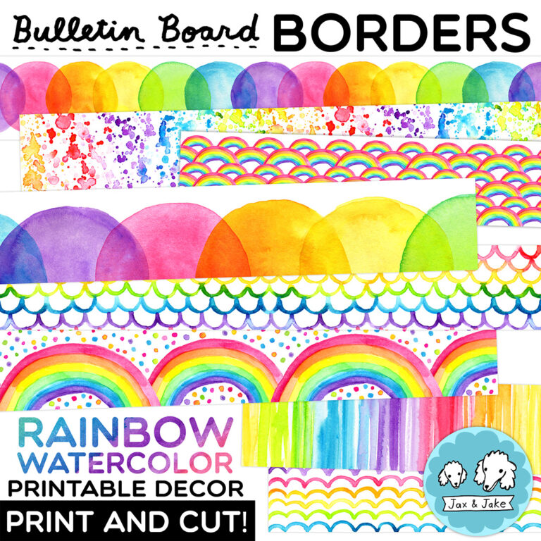 Watercolor Rainbow Bulletin Board Borders - Colorful Classroom Decor ...
