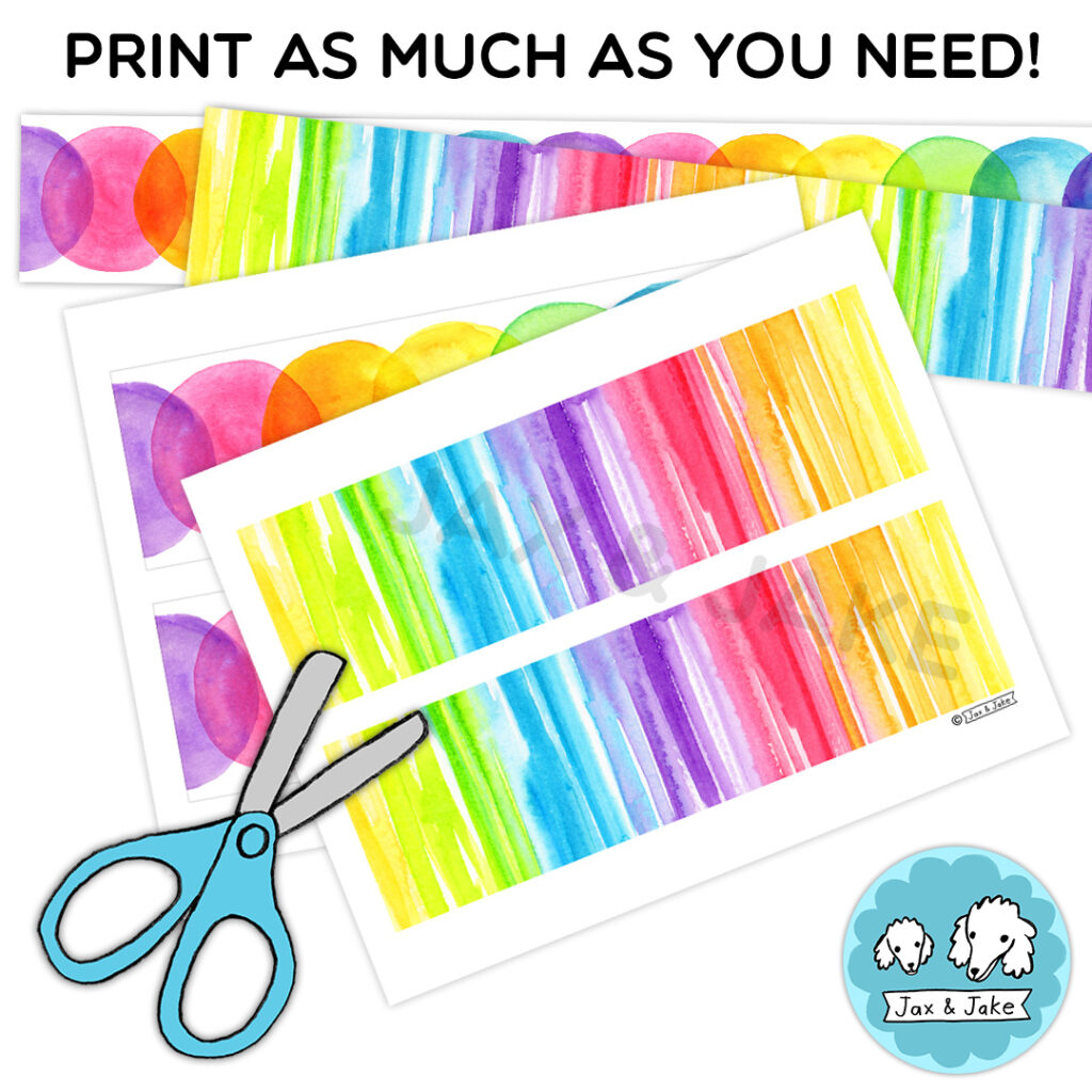 Watercolor Rainbow Bulletin Board Borders - Colorful Classroom Decor ...