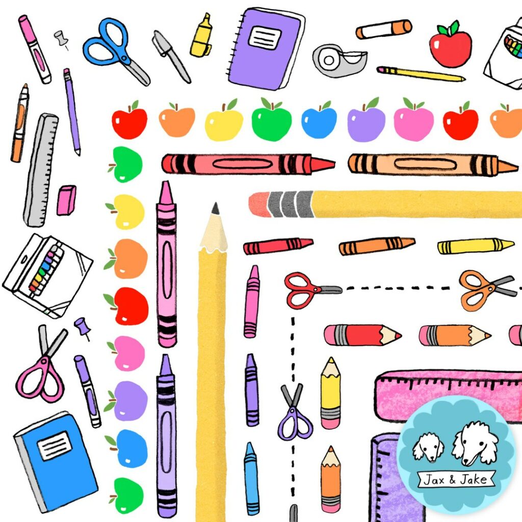 School Clipart Borders, Rainbow Apple, Crayon, Teacher Clip Art Frames ...