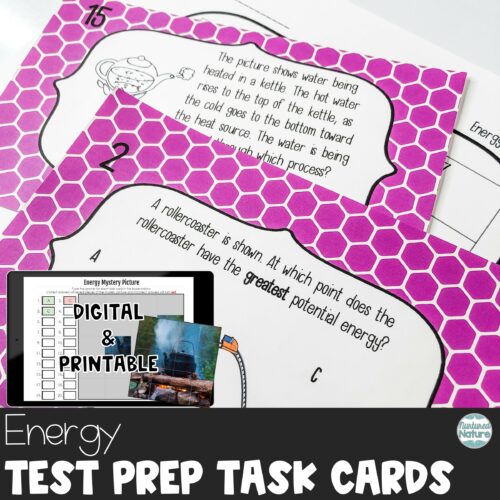 Energy Science Test Prep Task Cards - Kinetic and Potential - Heat ...