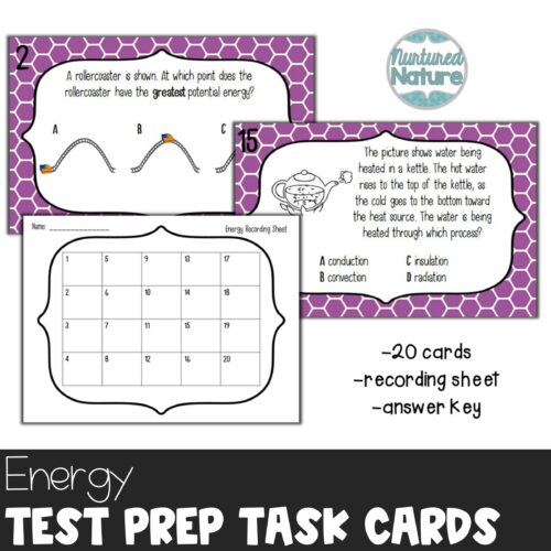 Energy Science Test Prep Task Cards - Kinetic and Potential - Heat ...