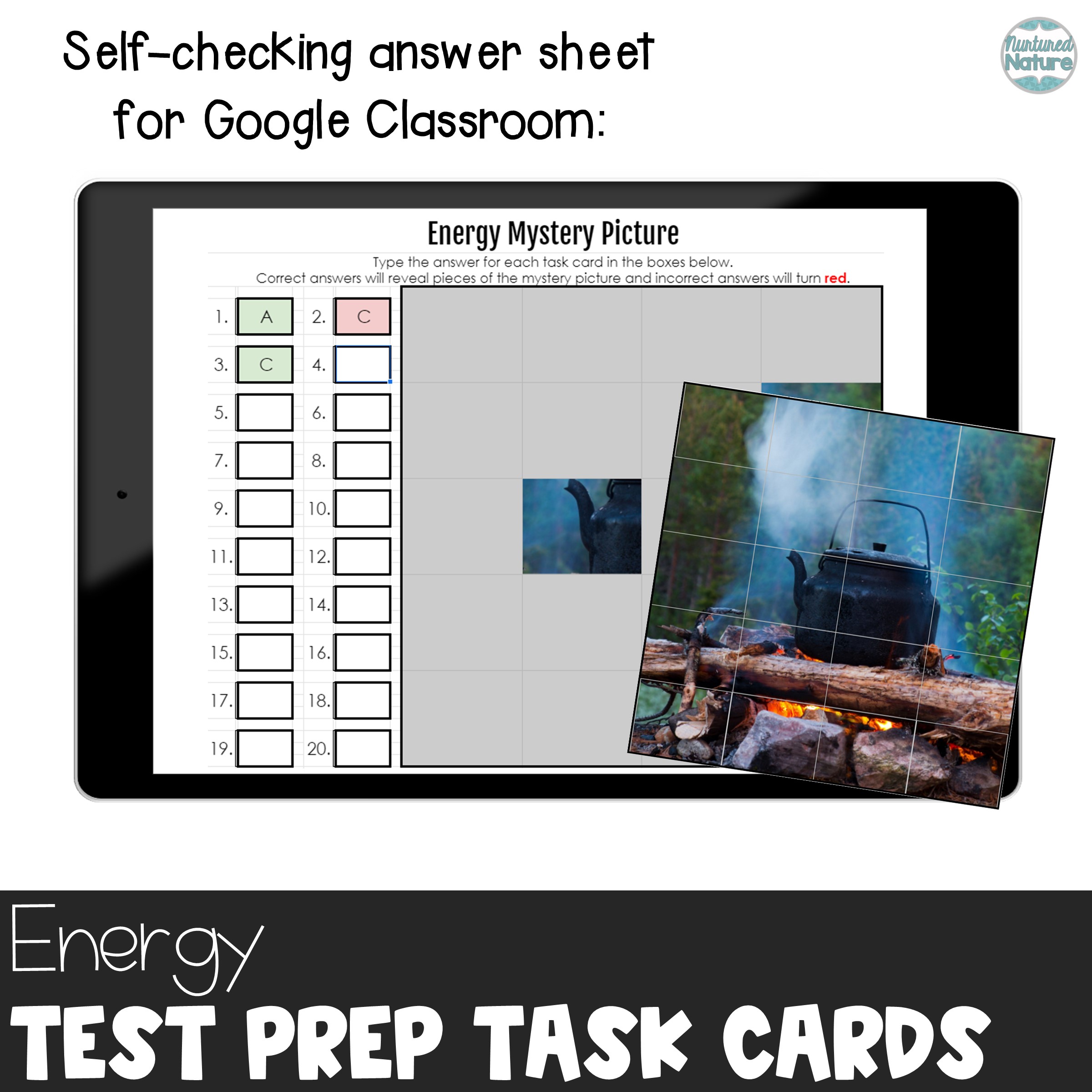 Energy Science Test Prep Task Cards - Kinetic and Potential - Heat ...
