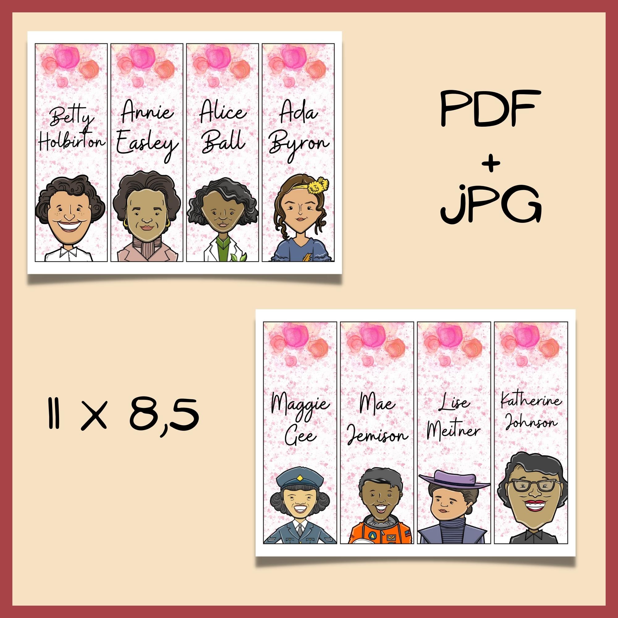 Women's History Month Bookmarks, Famous Women In STEM Colorful ...