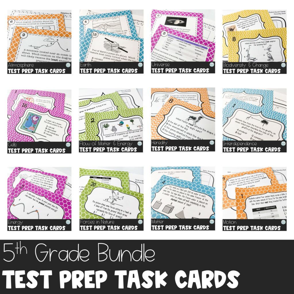 Science Test Prep Task Cards for 5th Grade Bundle - Digital and Print ...