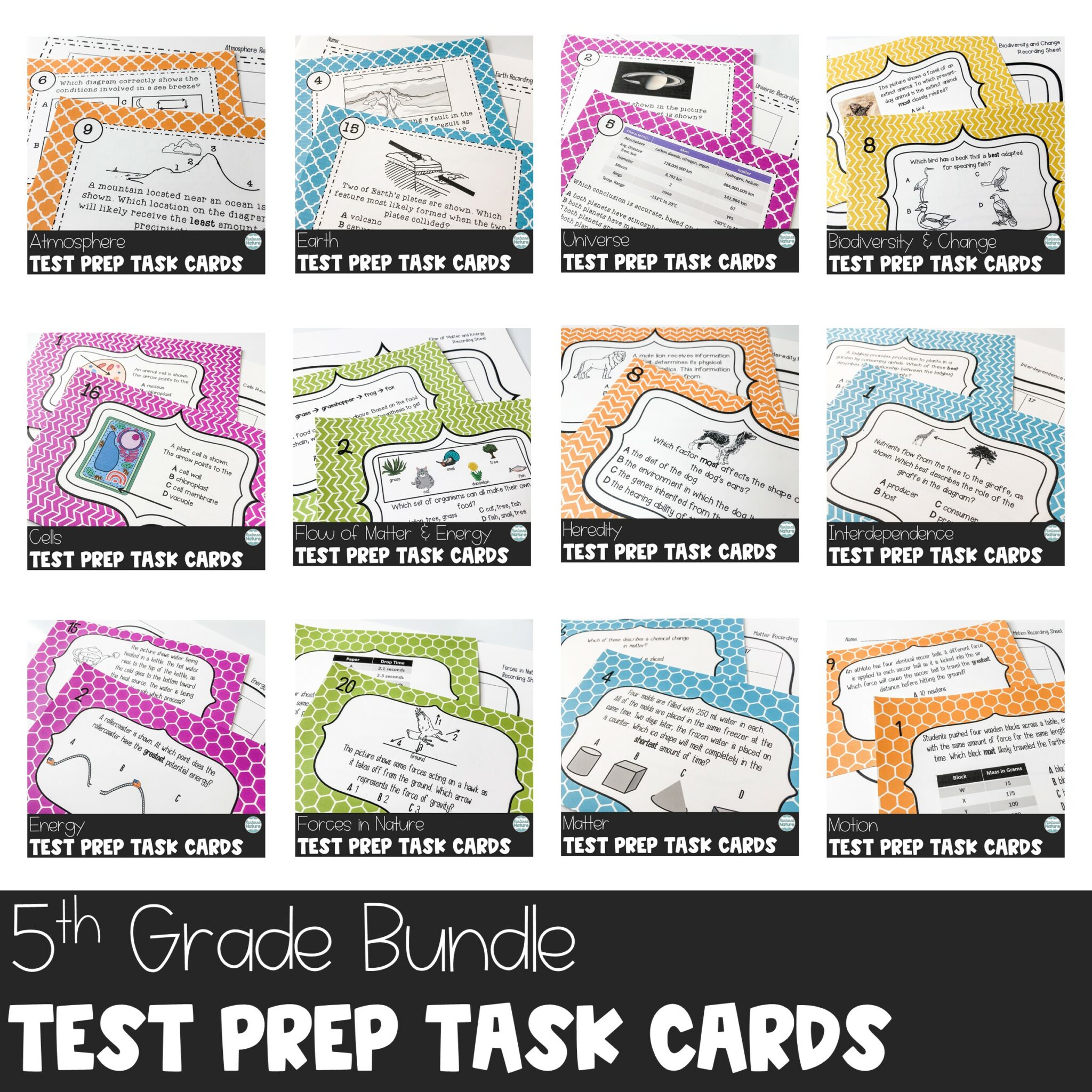 Science Test Prep Task Cards for 5th Grade Bundle - Digital and Print ...