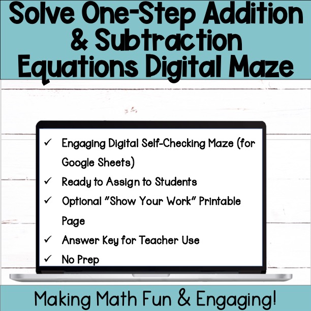 Solve One-Step Addition & Subtraction Equations Digital Activity | Made ...