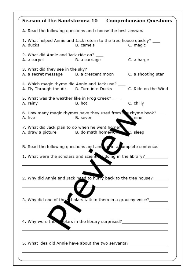 Merlin Mission #6 "Season of the Sandstorms" worksheets | Made By Teachers