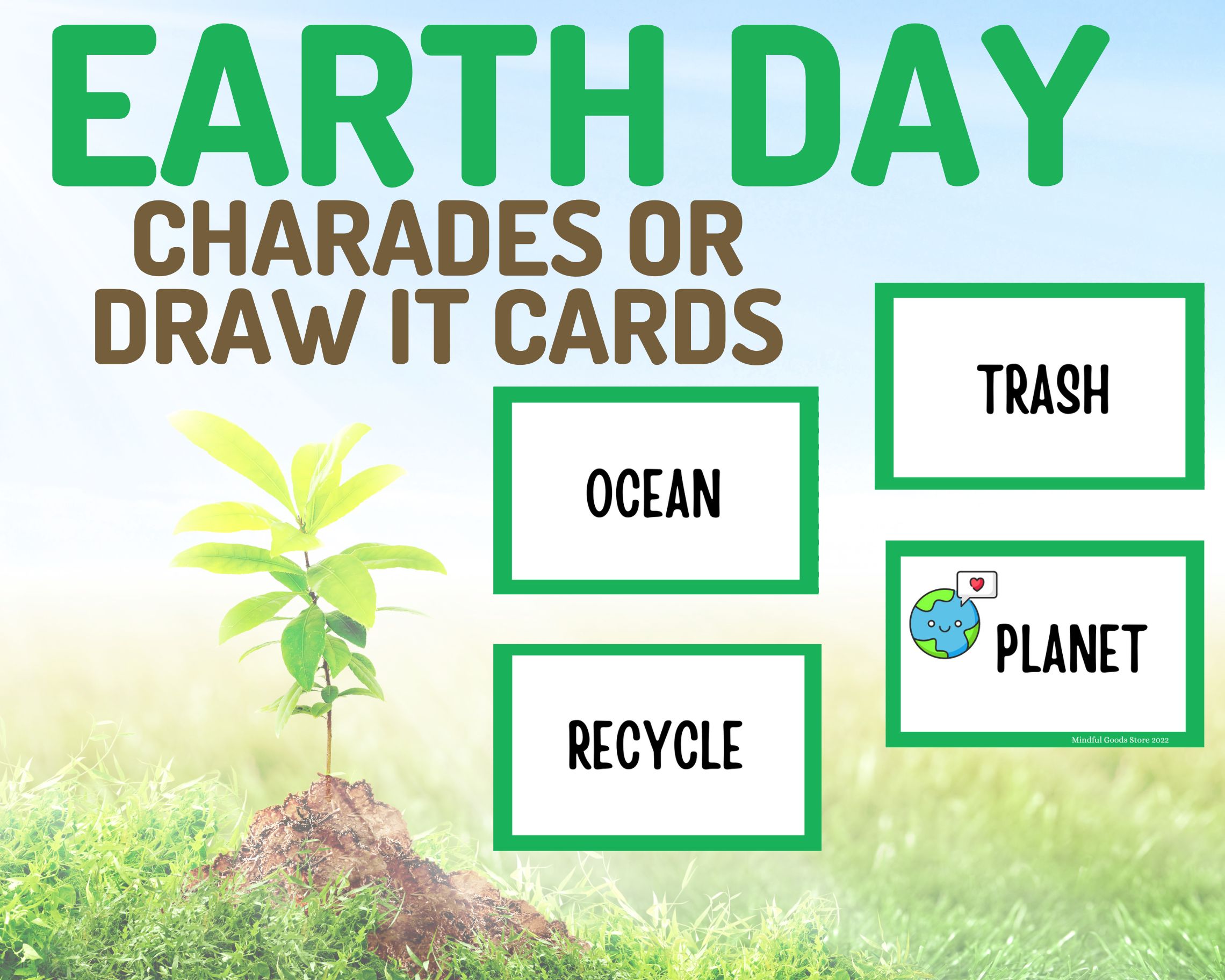 Earth Day Charades, Head's UP, or Draw It Pictionary Cards, STEM ...