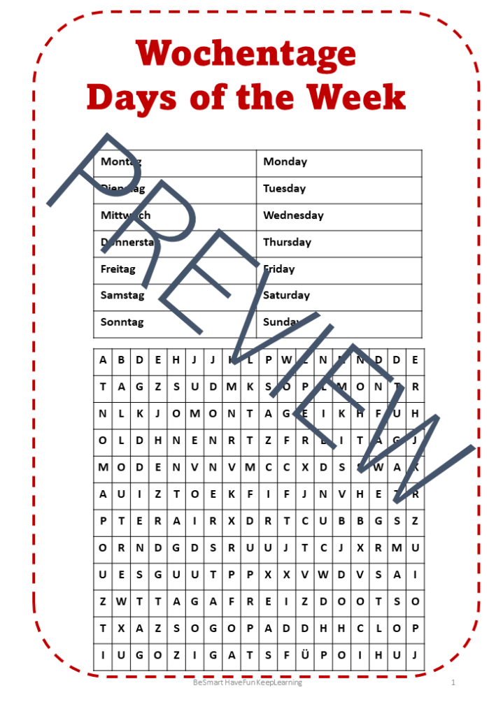 German Vocabulary Word Search Puzzles | Made By Teachers