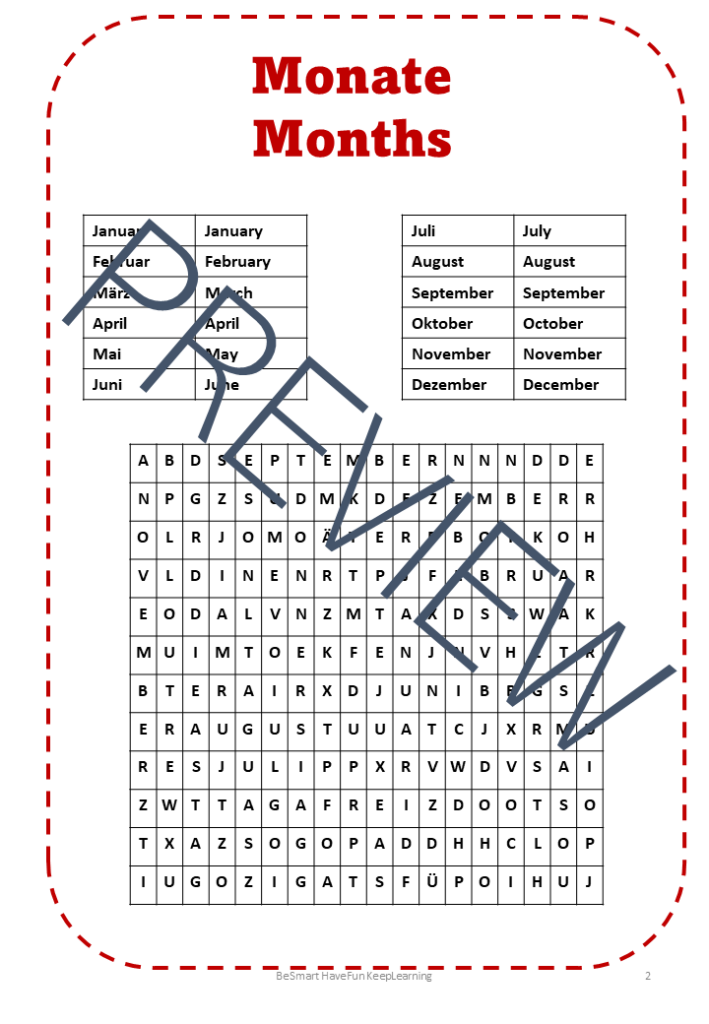 German Vocabulary Word Search Puzzles | Made By Teachers
