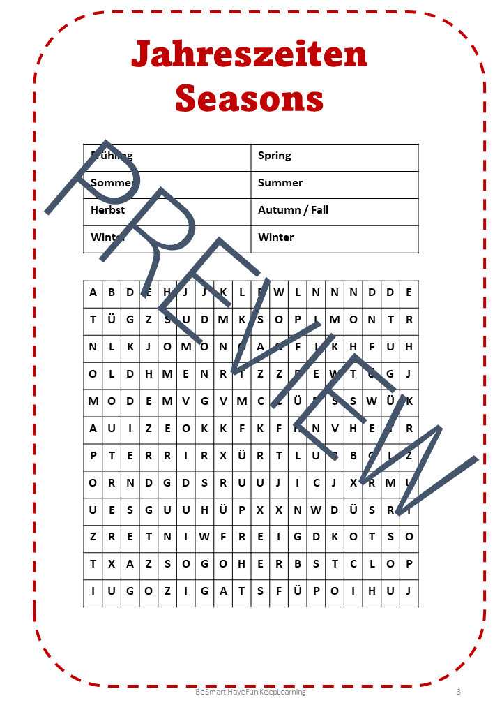 German Vocabulary Word Search Puzzles | Made By Teachers