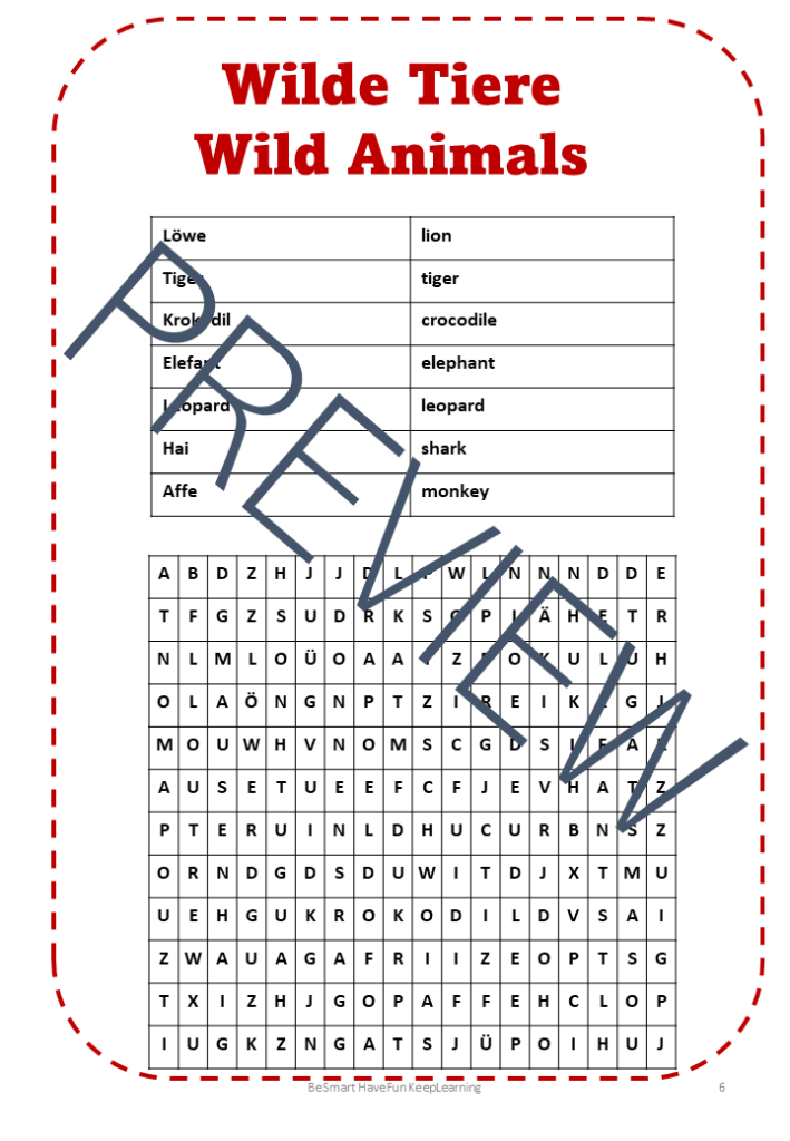 German Vocabulary Word Search Puzzles | Made By Teachers