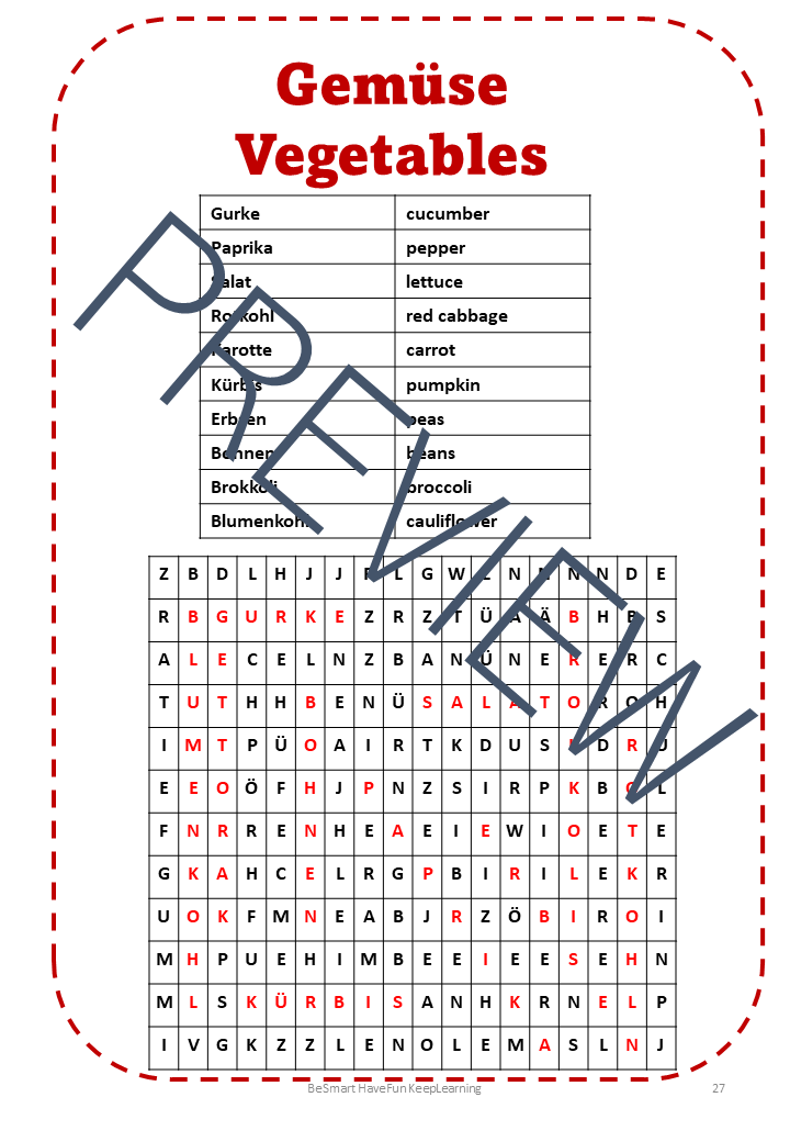 German Vocabulary Word Search Puzzles | Made By Teachers