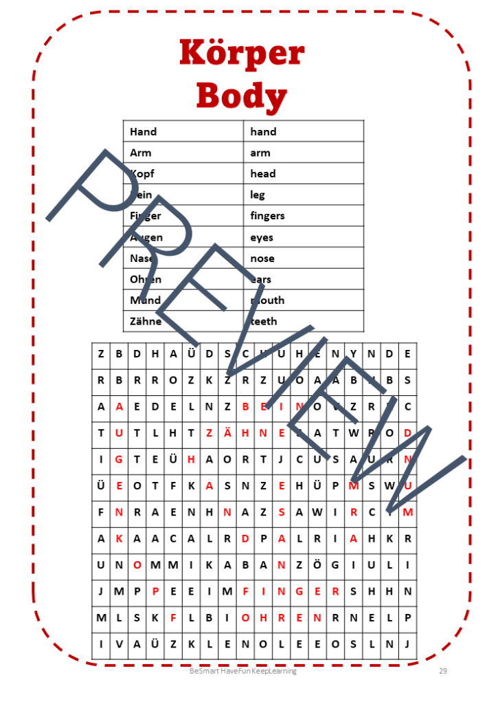 German Vocabulary Word Search Puzzles | Made By Teachers
