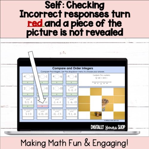 Compare and Order Integers Self-Checking Digital Activity | Made By ...