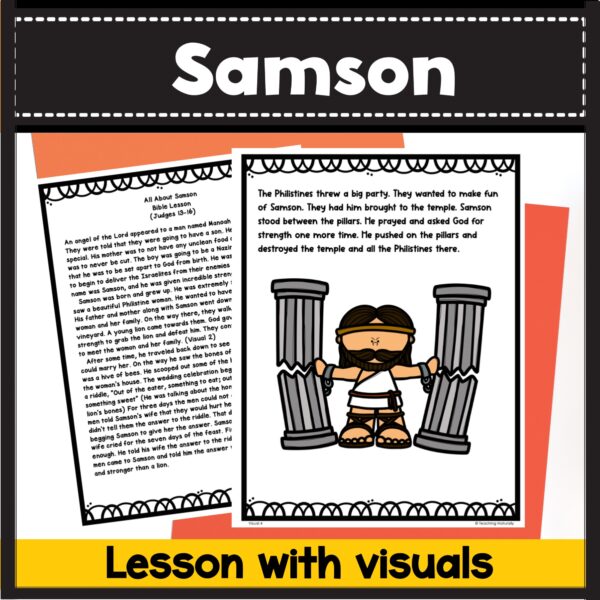 Samson Bible Lesson with Visuals and Activities for Preschool ...
