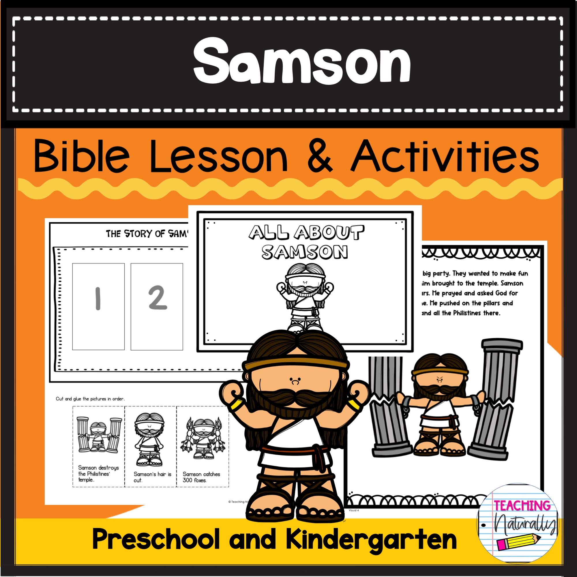 Samson Bible Lesson with Visuals and Activities for Preschool ...