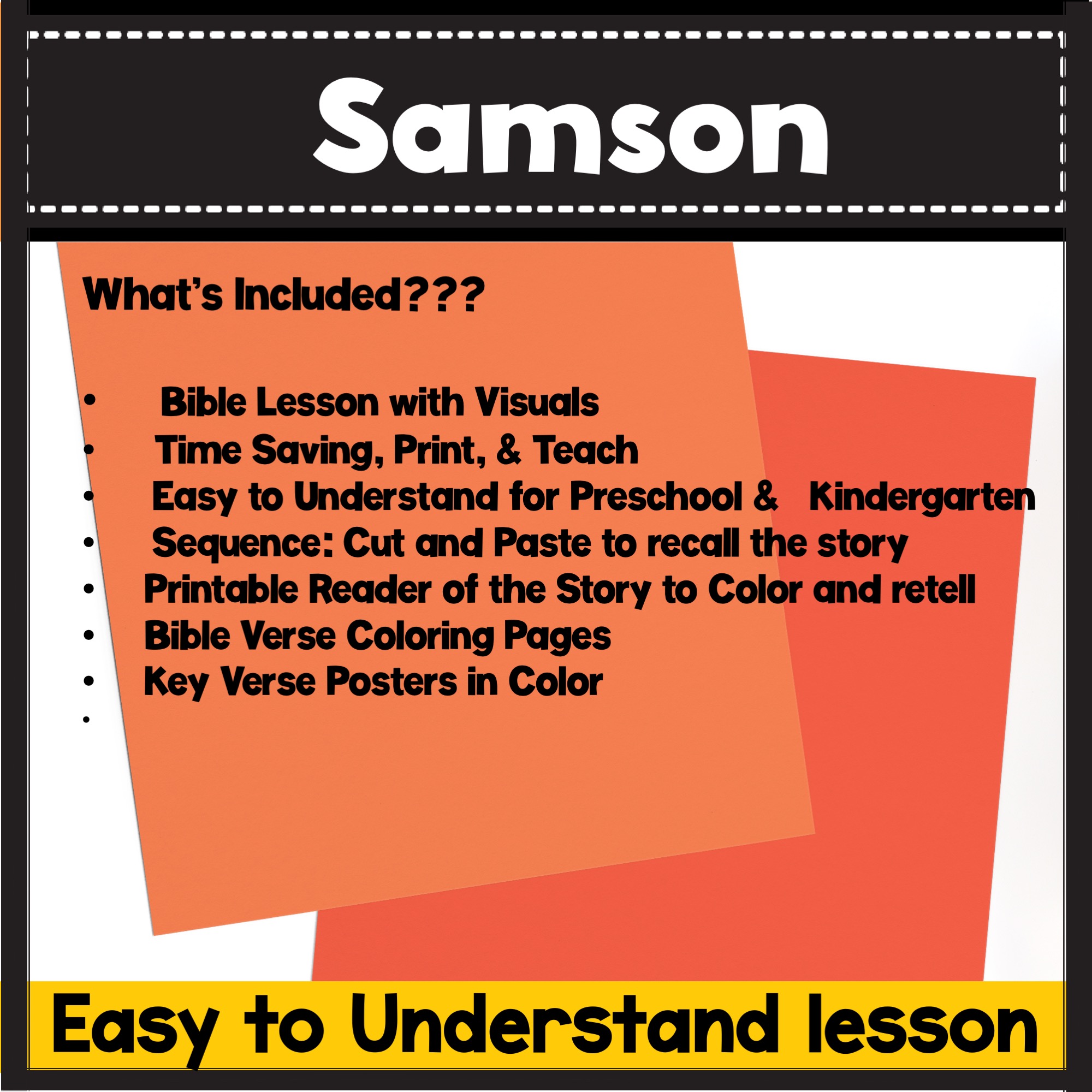 Samson Bible Lesson with Visuals and Activities for Preschool ...