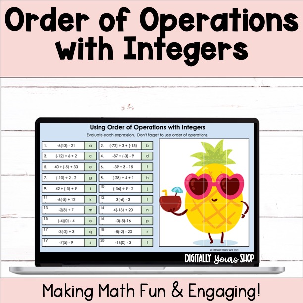 Order of Operations with Integers Self-Checking Digital Activity | Made ...