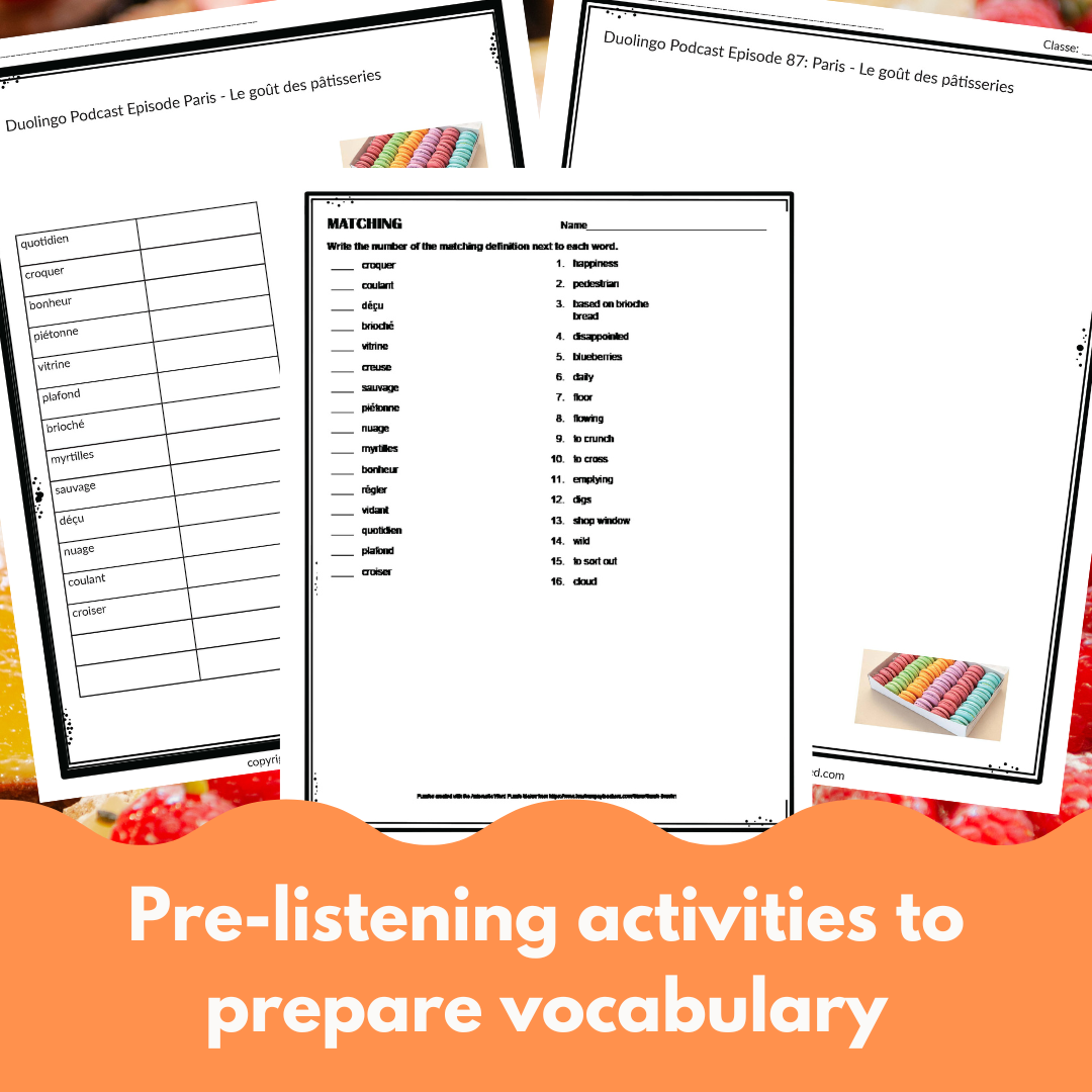 Activities for French Podcast Episode 87: Le goût des pâtisseries ...