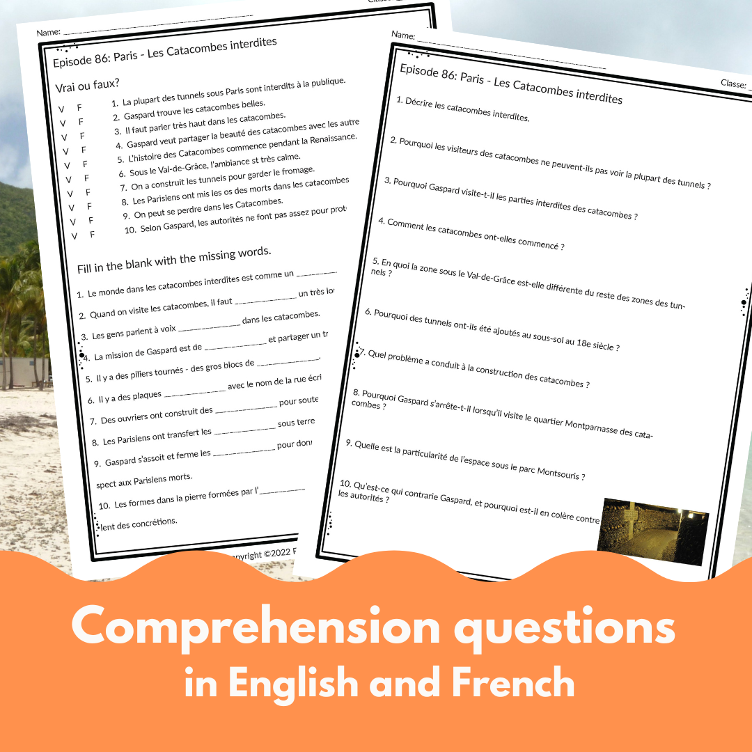 Activities for French Podcast Episode 86: Les Catacombes Interdites ...