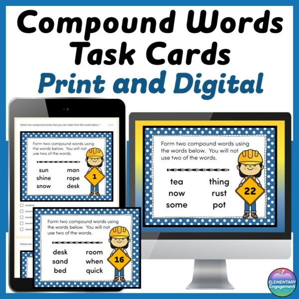 Compound Words Activities - Print and Digital Word Building Task Cards ...