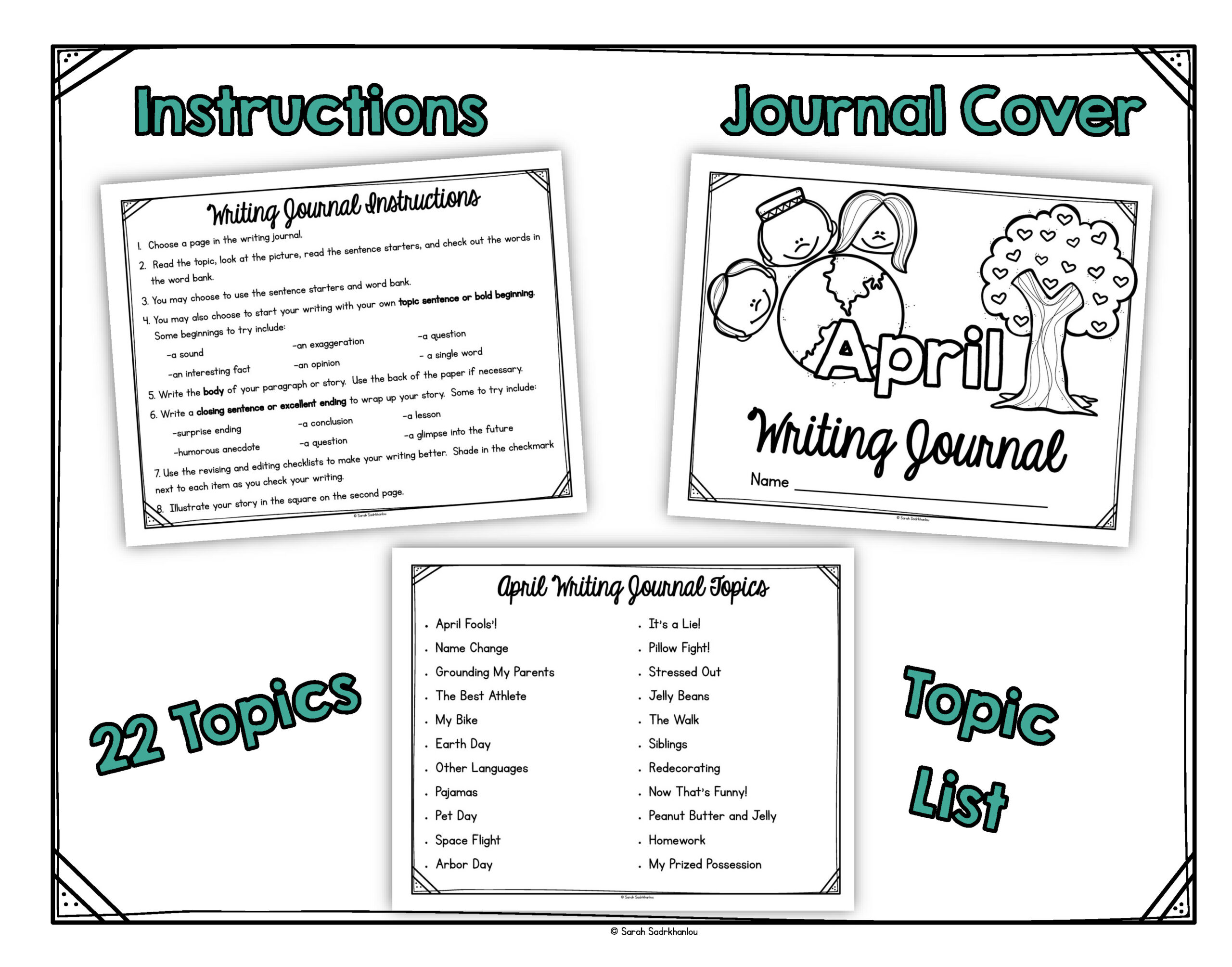 April Monthly Writing Journal Spring Writing Prompts | Made By Teachers