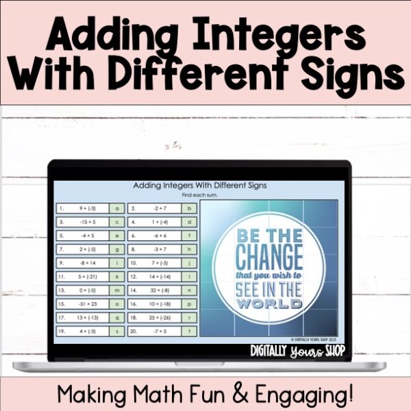 Adding Integers With Different Signs Self-Checking Activity | Made By ...