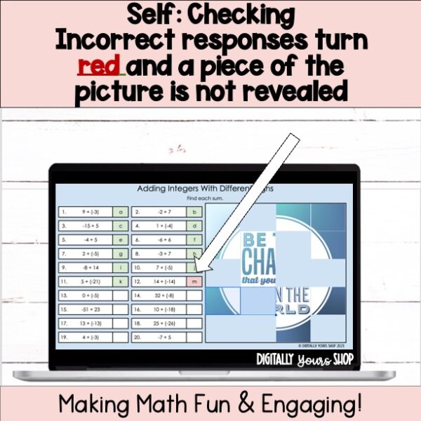 Adding Integers With Different Signs Self-Checking Activity | Made By ...