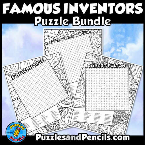 Famous Inventors Word Search Puzzle Activity Page BUNDLE (part 1) | 14 ...
