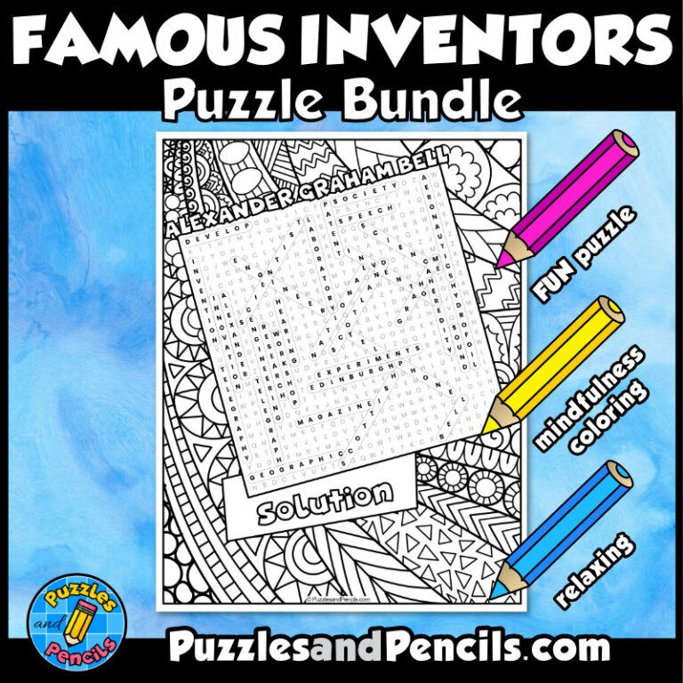 Famous Inventors Word Search Puzzle Activity Page BUNDLE (part 1) | 14 ...