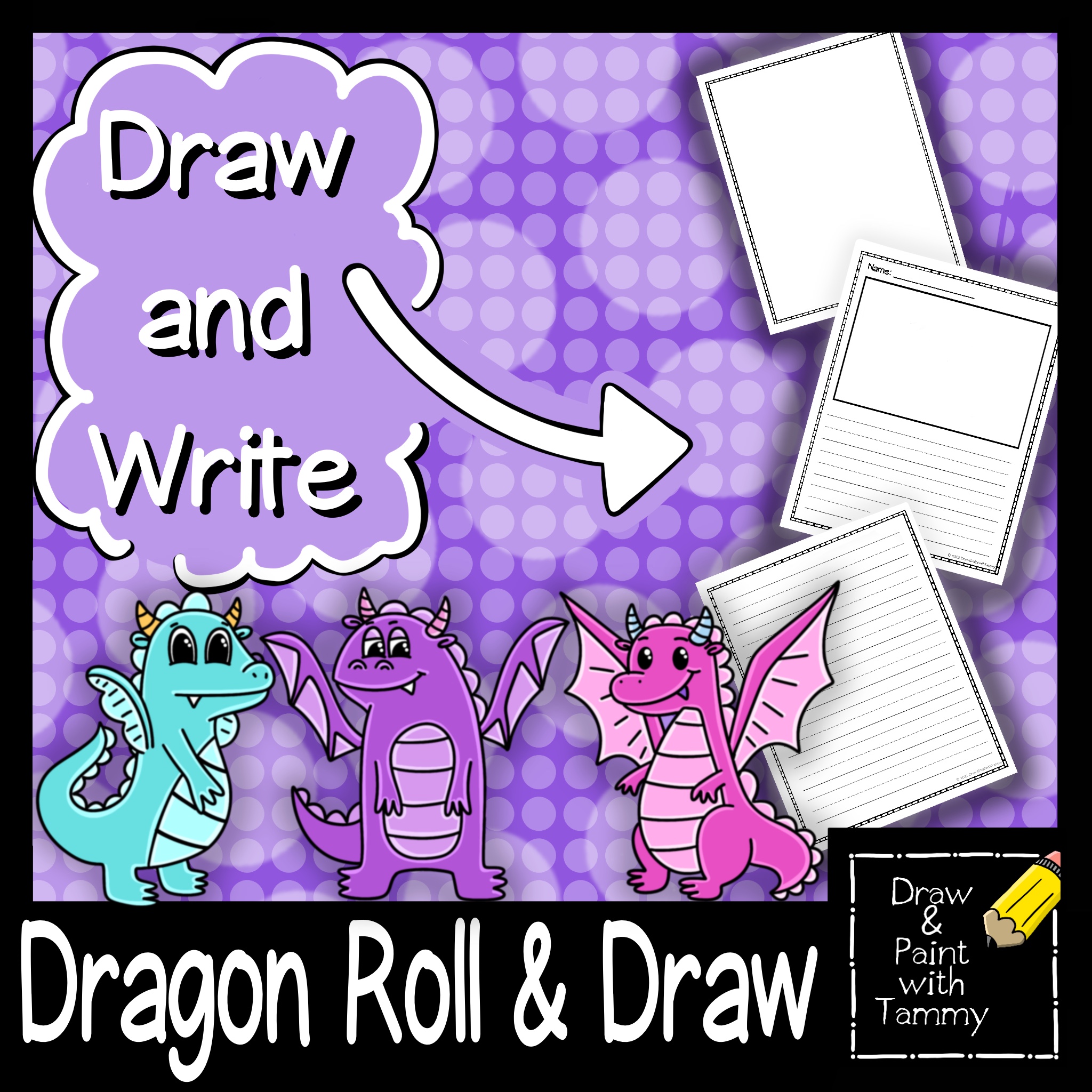 Roll a dragon roll and draw a dragon face art game activity art sub ...