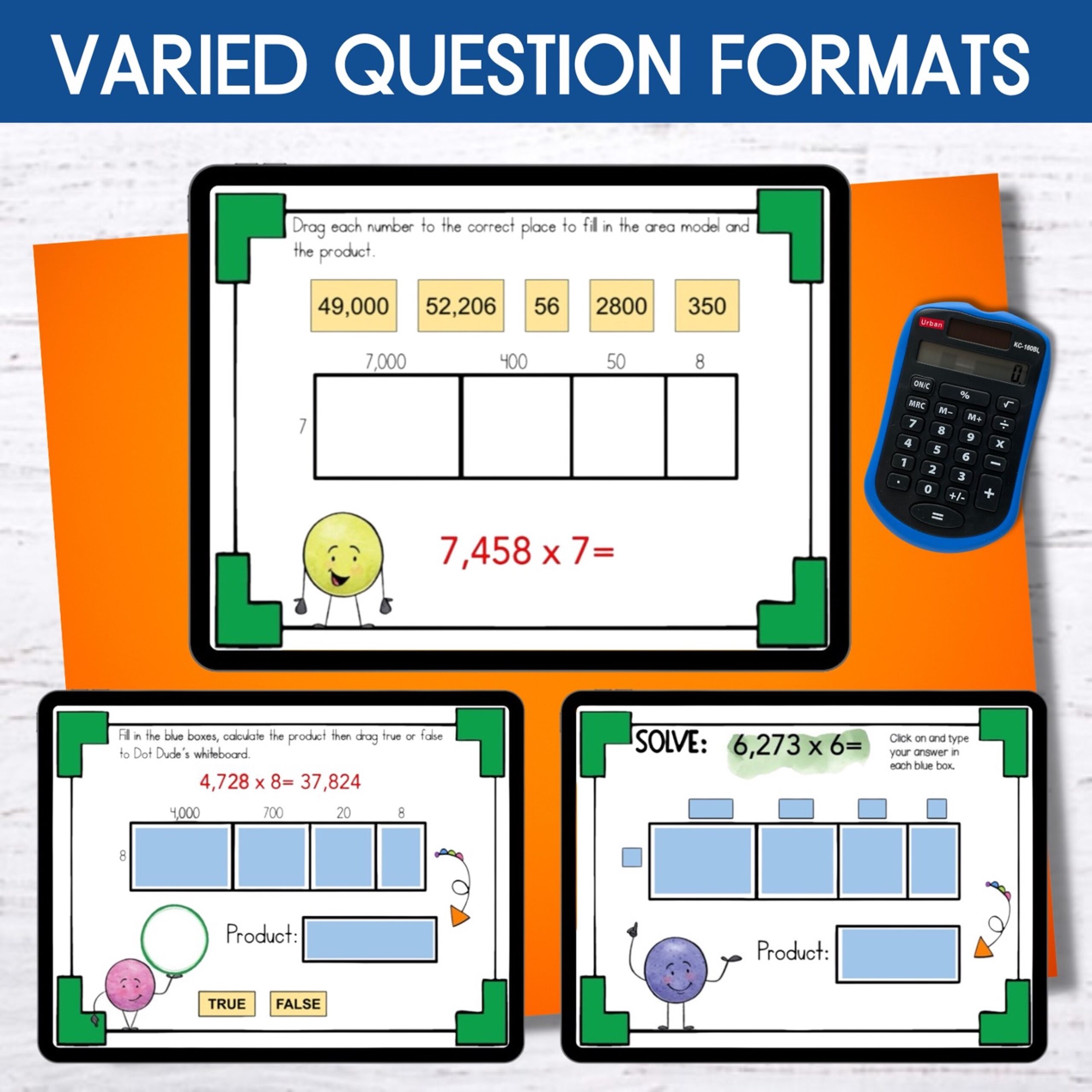 4 Digit by 1 Digit Area Model Multiplication Google Slides and ...
