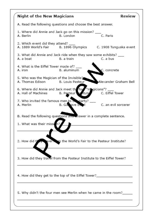 Merlin Mission #7 "Night of the New Magicians" worksheets | Made By ...