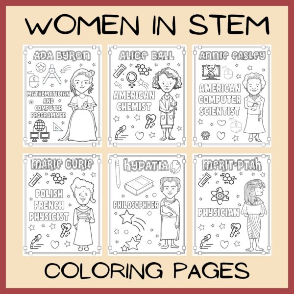 Women's History Month Coloring Sheets | Famous Women In STEM Coloring ...
